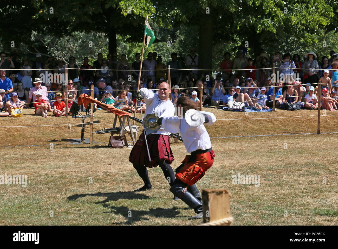 Demonstration of sword fighting, Tudor Joust, Hampton Court Palace ...