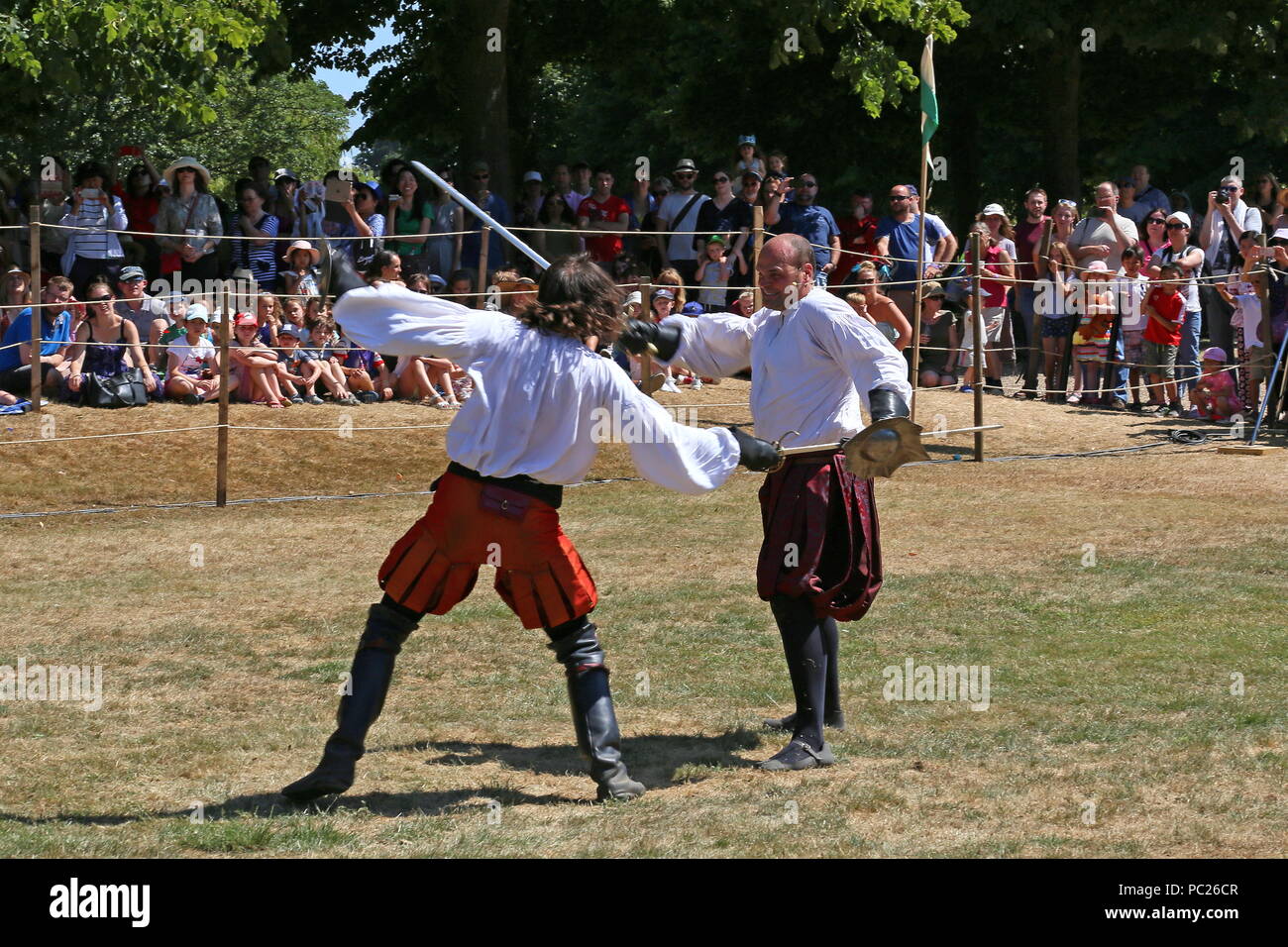 Demonstration of sword fighting, Tudor Joust, Hampton Court Palace ...