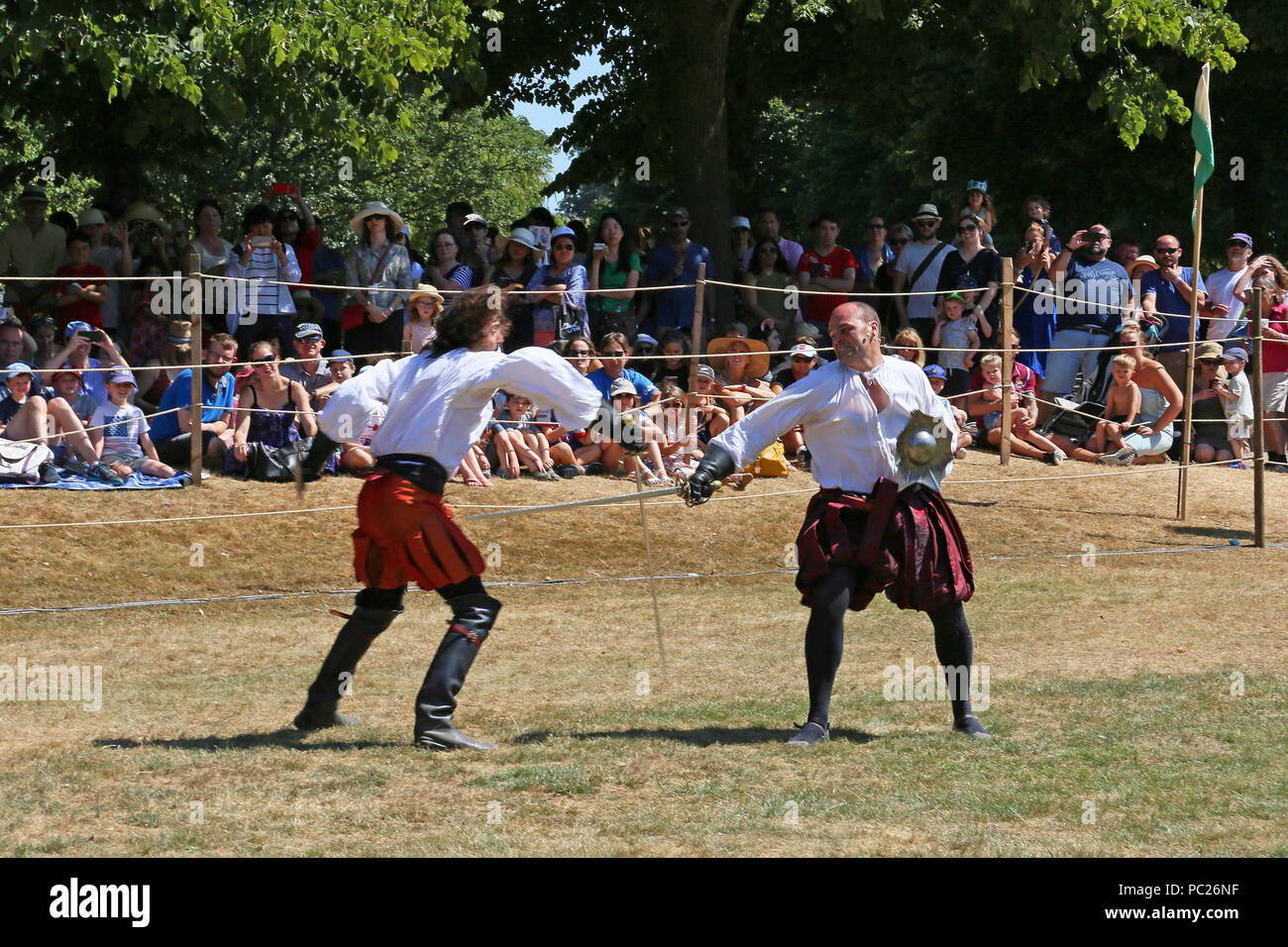 Demonstration of sword fighting, Tudor Joust, Hampton Court Palace ...