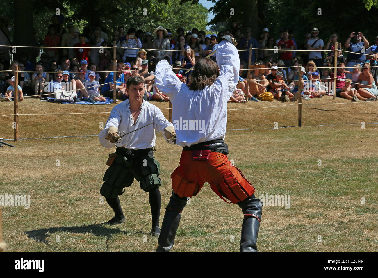 Demonstration of sword fighting, Tudor Joust, Hampton Court Palace ...