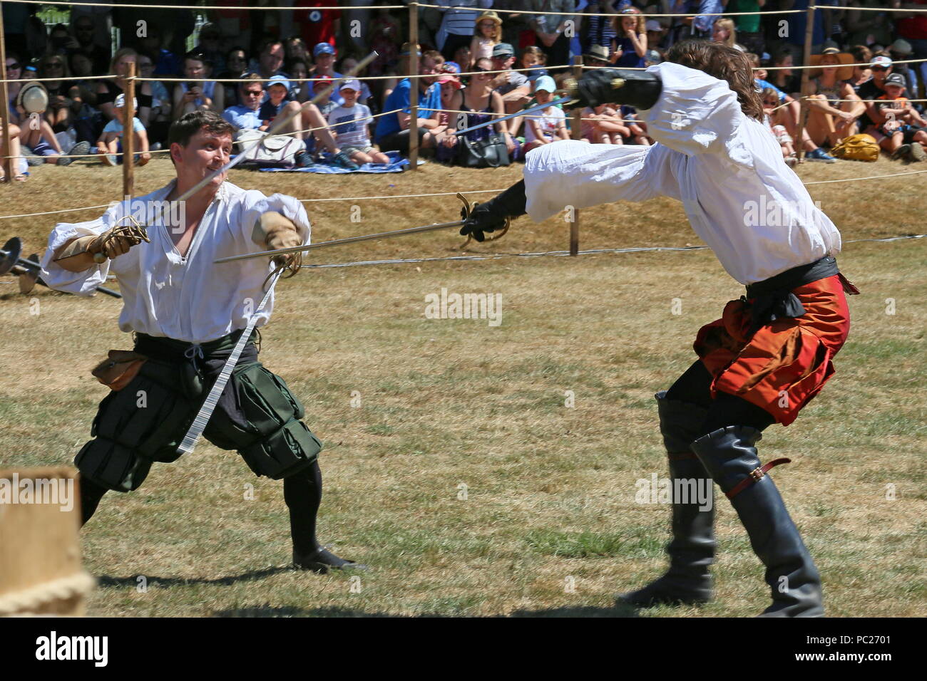 Demonstration of sword fighting, Tudor Joust, Hampton Court Palace ...