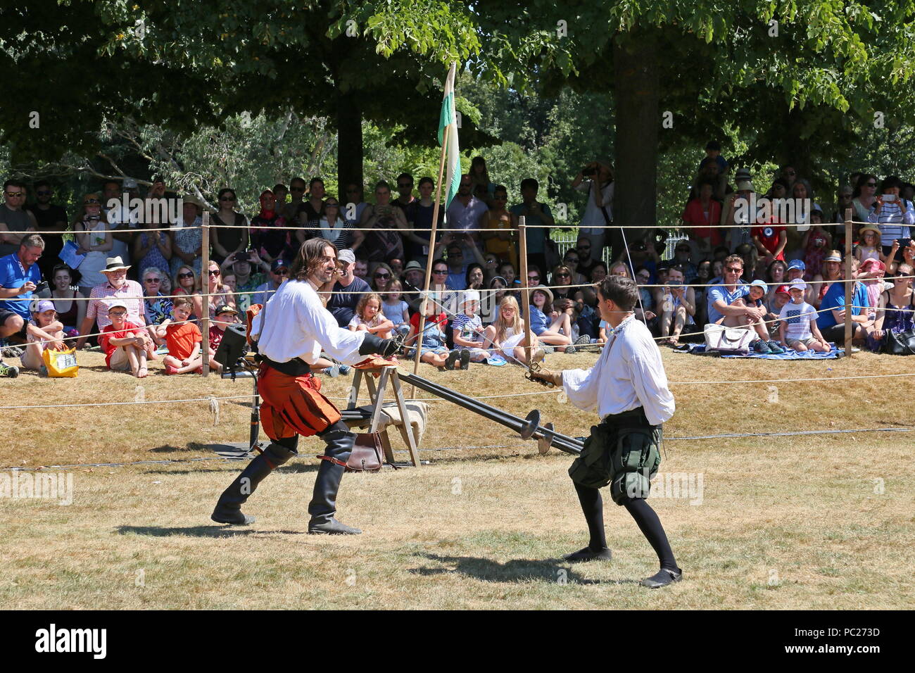 Demonstration of sword fighting, Tudor Joust, Hampton Court Palace ...