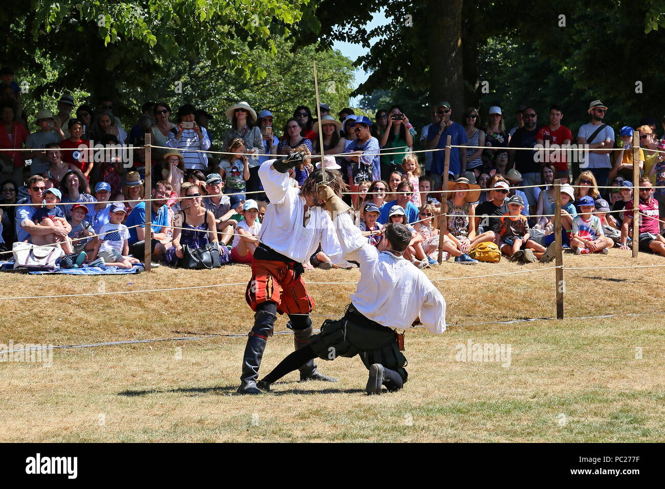 Demonstration of sword fighting, Tudor Joust, Hampton Court Palace ...