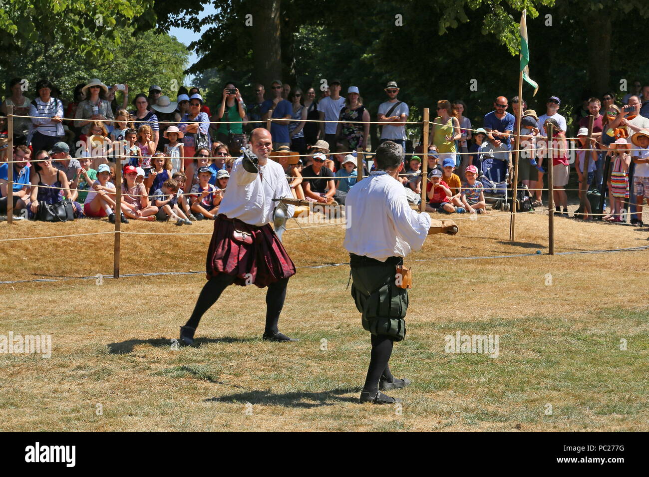 Demonstration of sword fighting, Tudor Joust, Hampton Court Palace ...