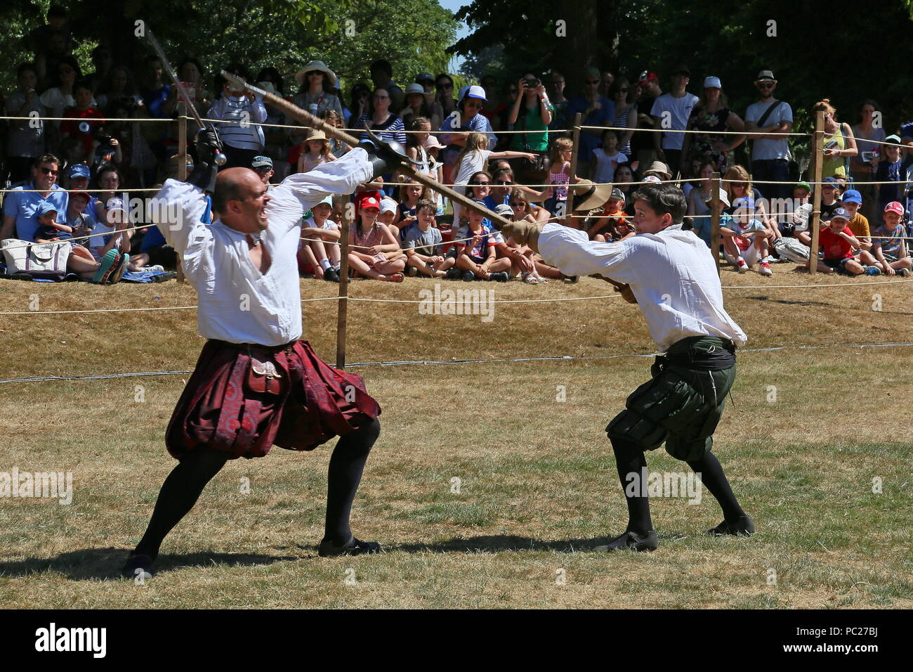 Demonstration of sword fighting, Tudor Joust, Hampton Court Palace ...