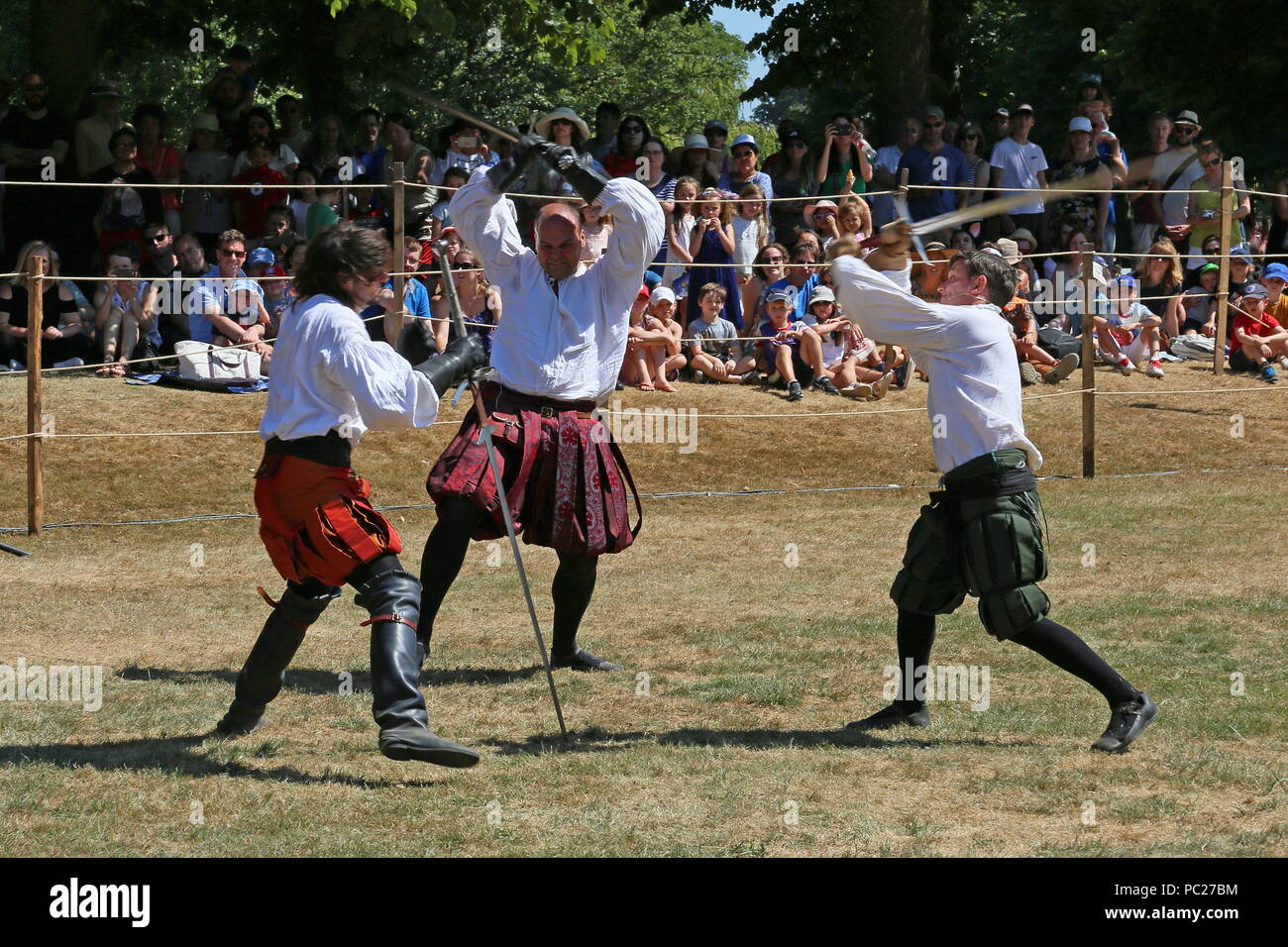 Demonstration of sword fighting, Tudor Joust, Hampton Court Palace ...
