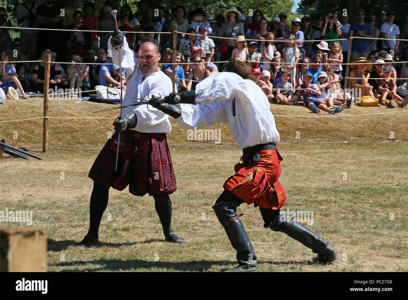 Demonstration of sword fighting, Tudor Joust, Hampton Court Palace ...