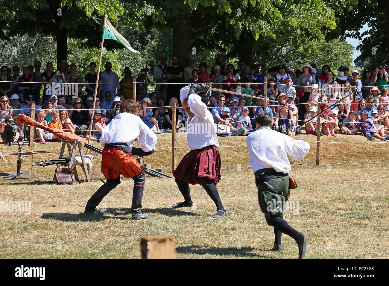 Demonstration of sword fighting, Tudor Joust, Hampton Court Palace ...