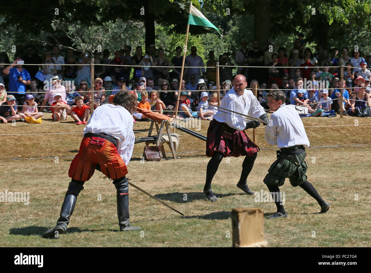Demonstration of sword fighting, Tudor Joust, Hampton Court Palace ...