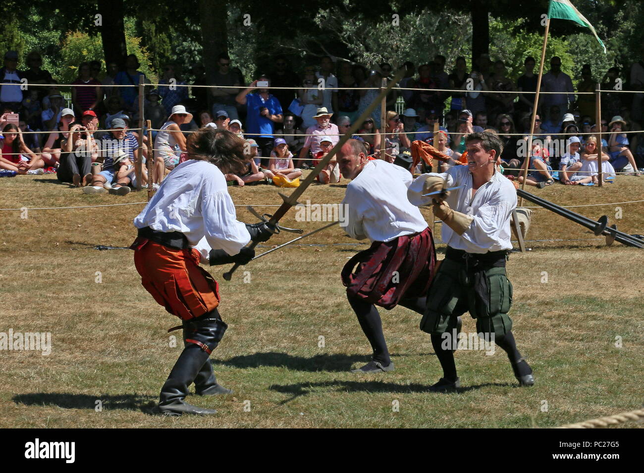 Demonstration of sword fighting, Tudor Joust, Hampton Court Palace ...