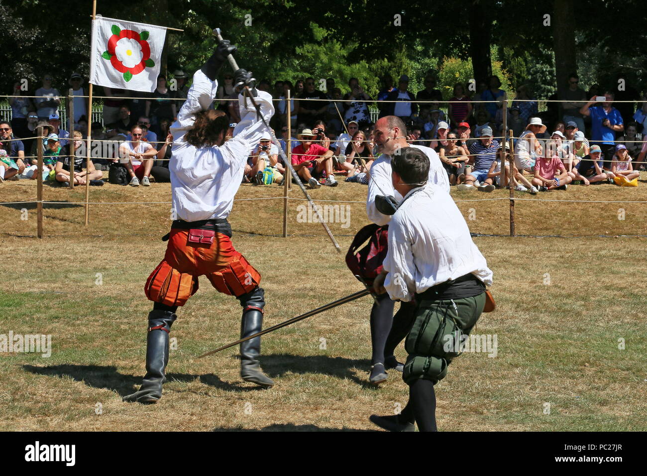 Demonstration of sword fighting, Tudor Joust, Hampton Court Palace ...