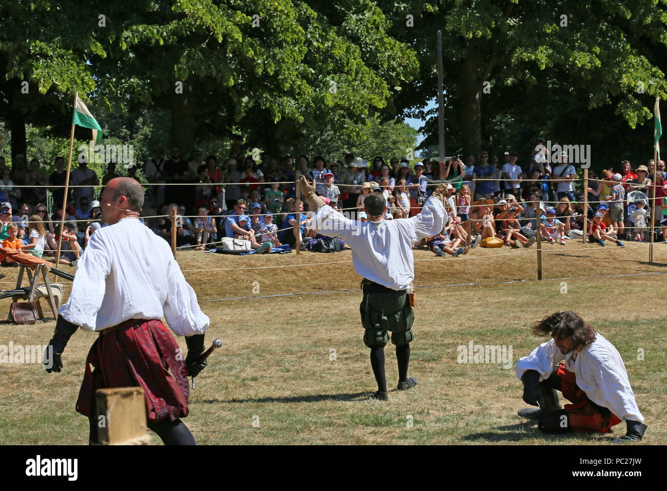 Demonstration of sword fighting, Tudor Joust, Hampton Court Palace ...