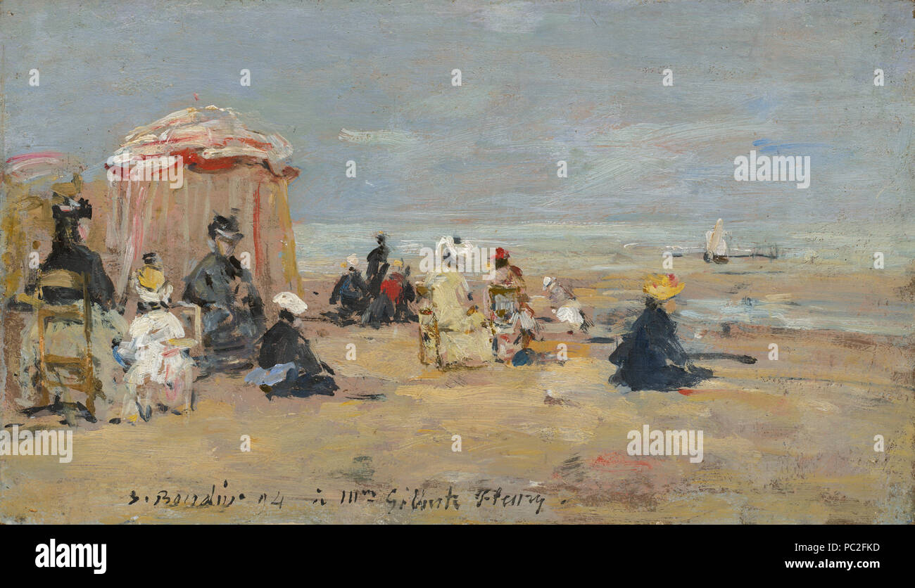 Eugène Boudin (French, 1824 - 1898 ), On the Beach, 1894, oil on wood ...