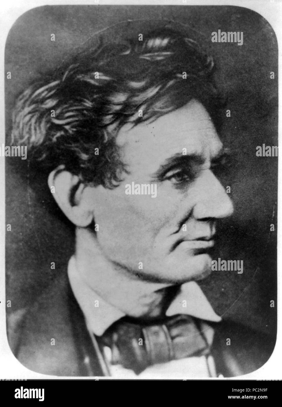 Abraham Lincoln, head-and-shoulders portrait, facing right. Copy of the ...
