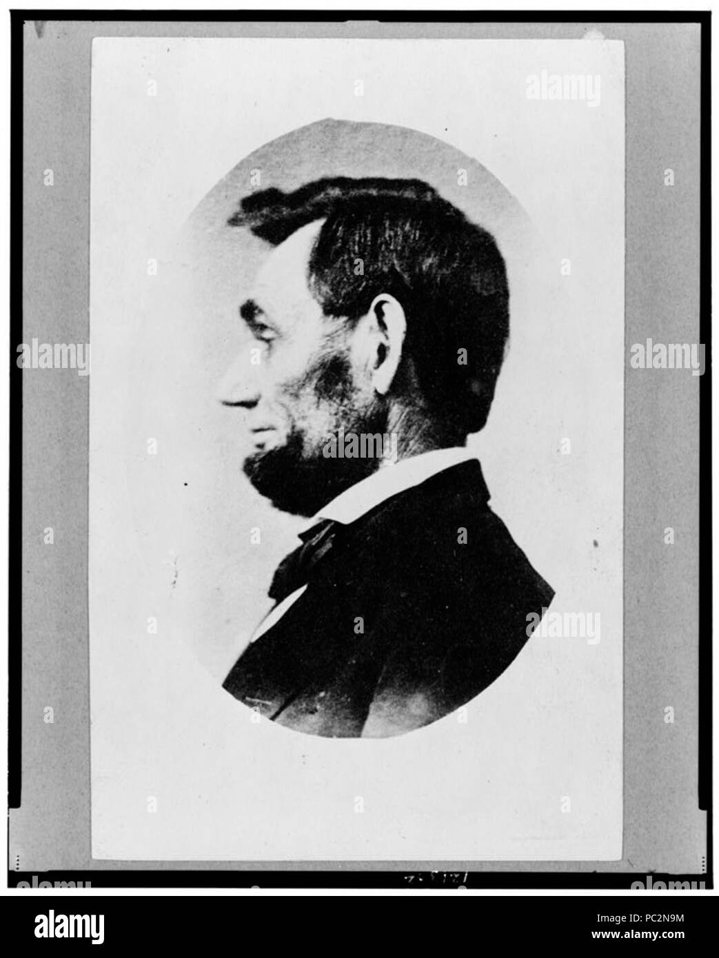 Abraham Lincoln, head-and-shoulders portrait, in profile facing left ...