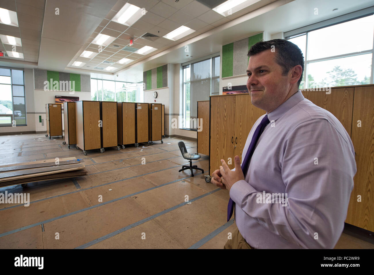 UNITED STATES: July 30, 2018: Principal Jeff Rounsely gives a tour of ...