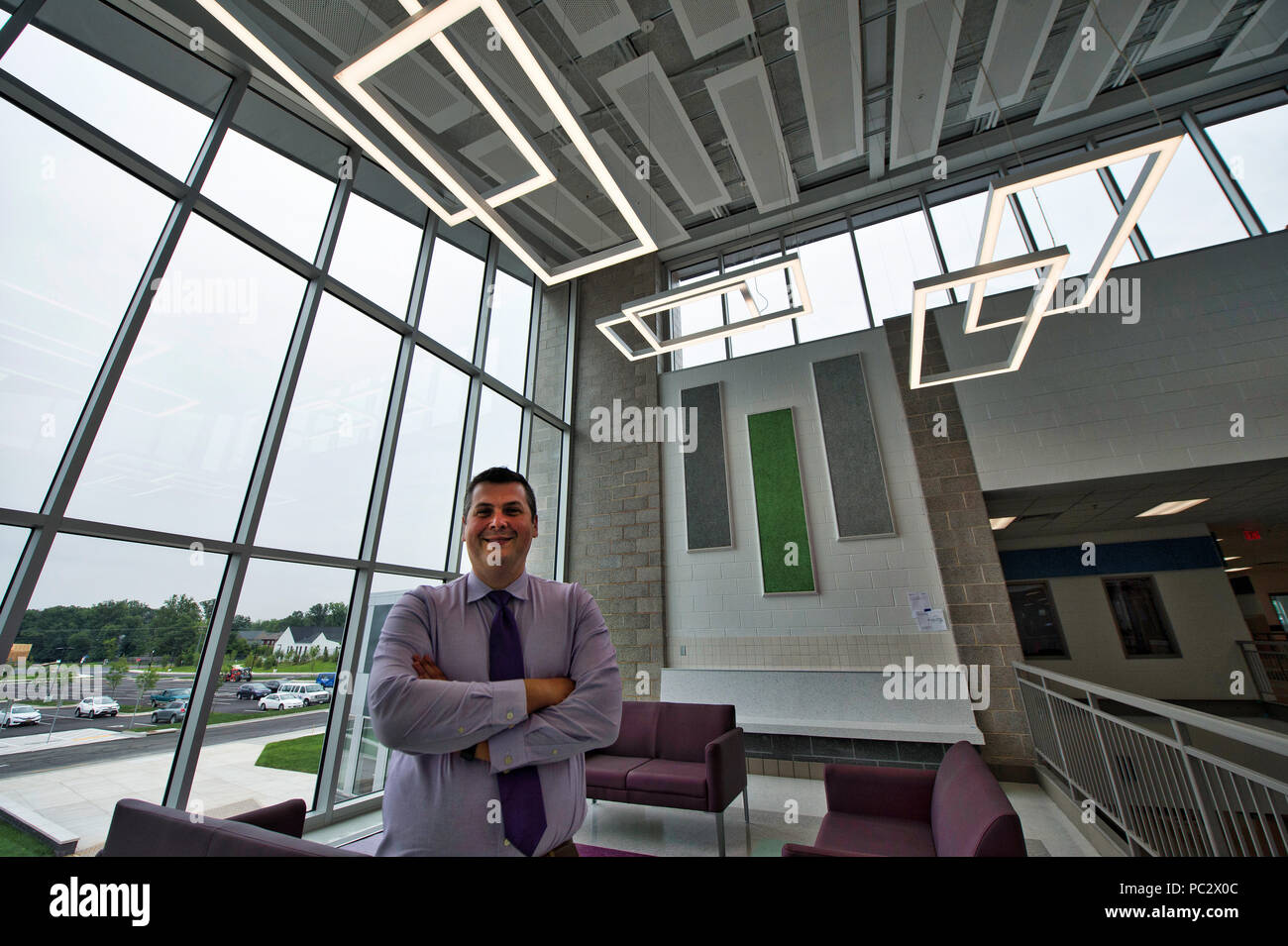UNITED STATES: July 30, 2018: Principal Jeff Rounsely gives a tour of ...