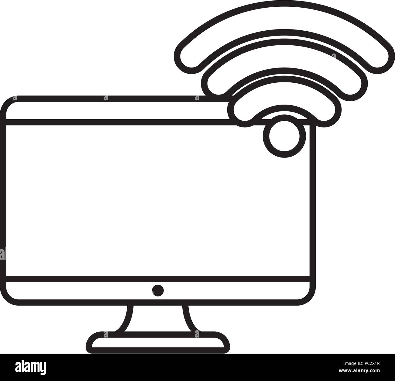 computer with wifi symbol over white background, vector illustration ...