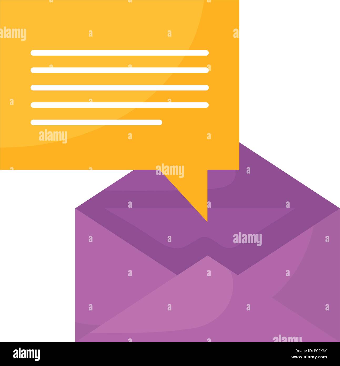 envelope and speech bubble over white background, vector illustration ...