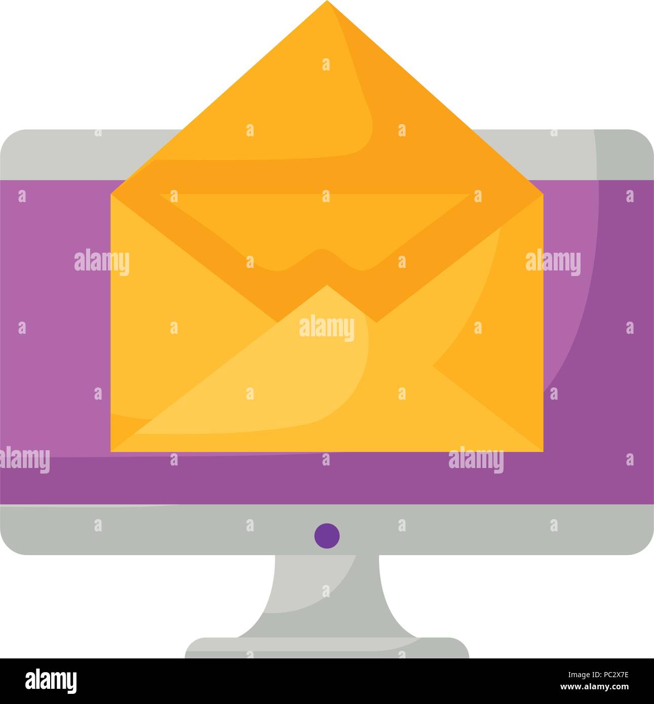 computer with envelope icon over white background, vector illustration ...