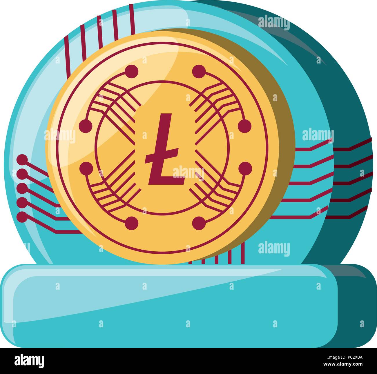 litecoin emblem icon over white background, vector illustration Stock ...