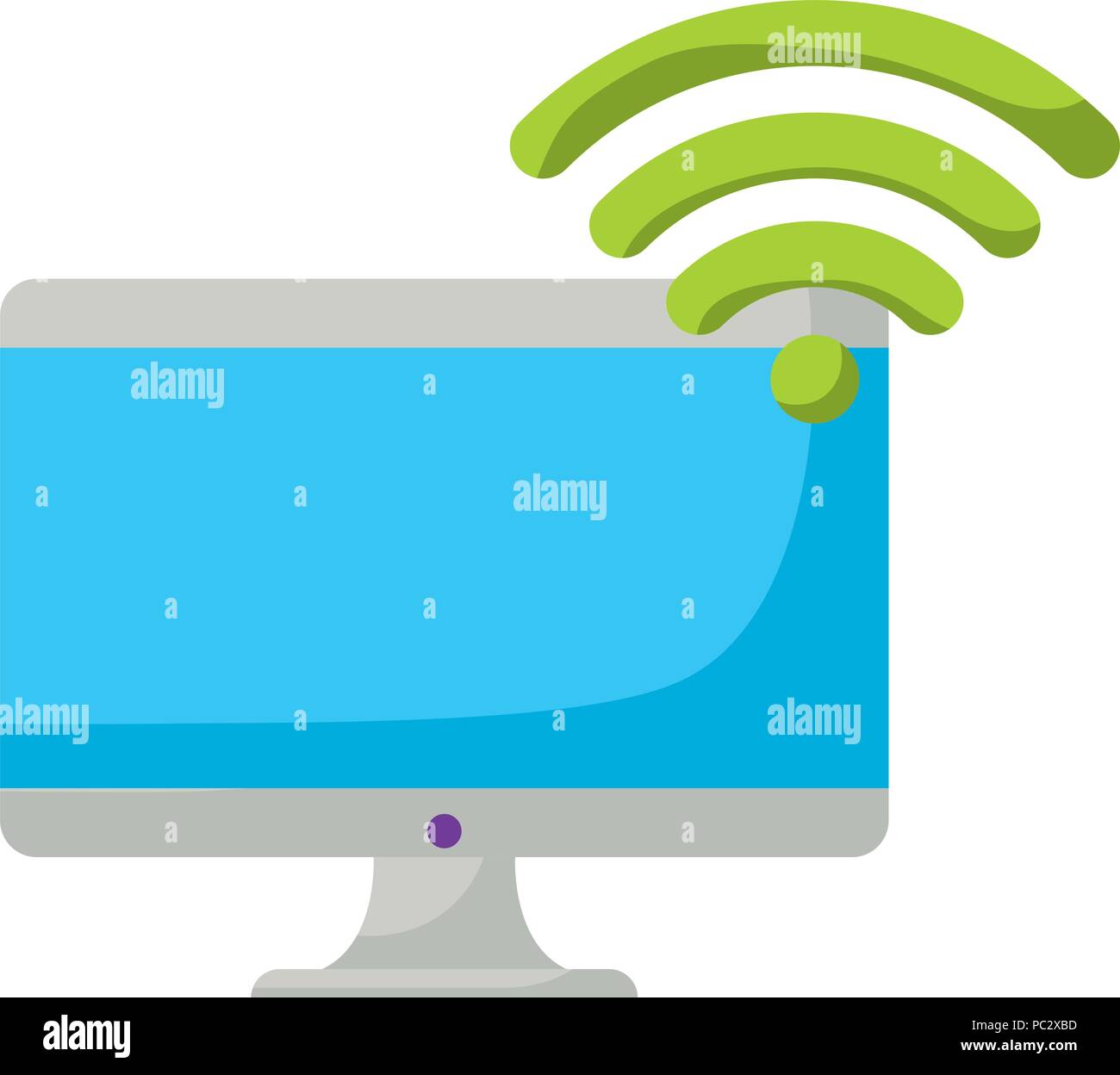 computer with wifi symbol over white background, vector illustration ...