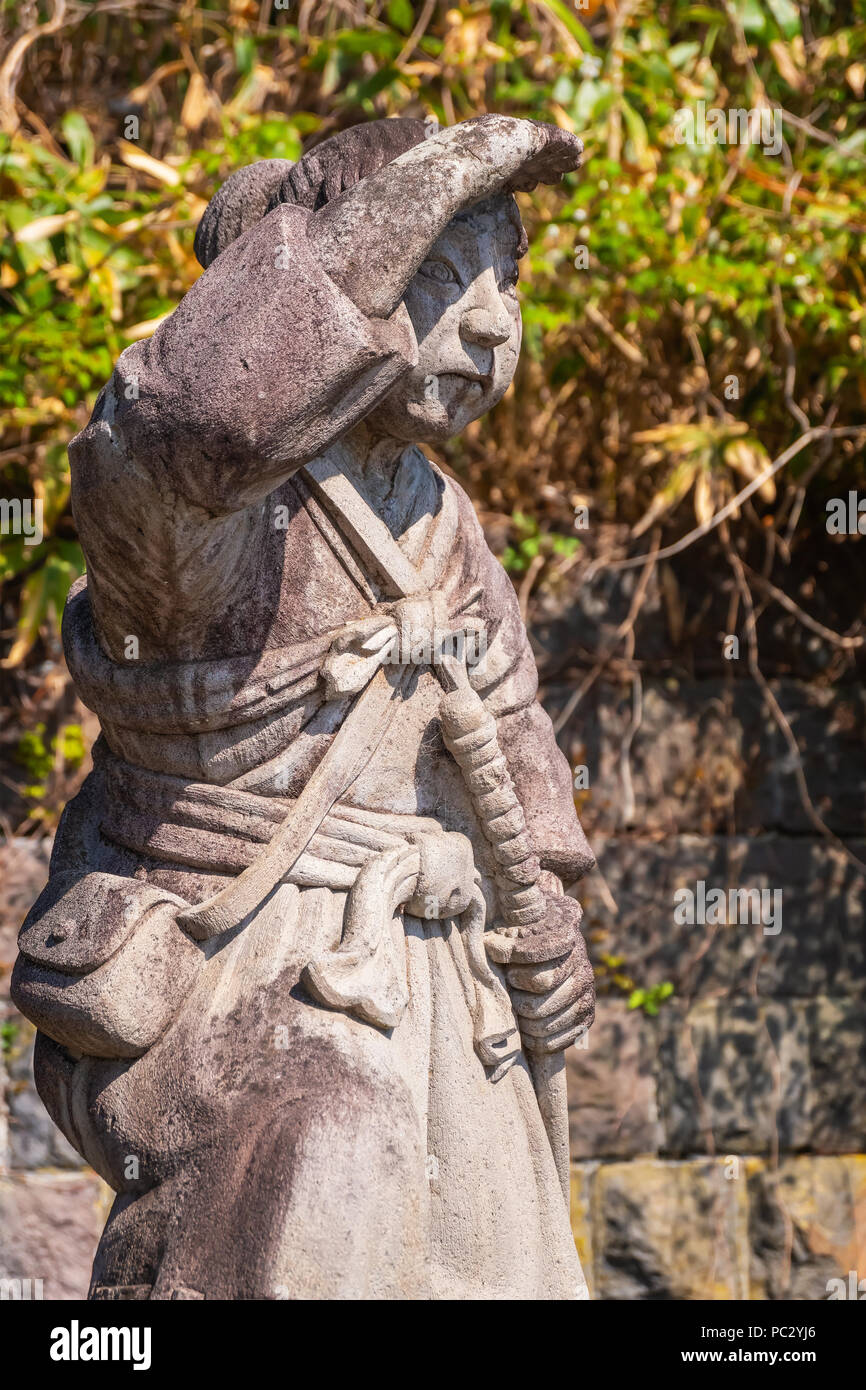 AIZUWAKAMATSU, JAPAN - APRIL 21 2018: The grave site of Byakkutai ...