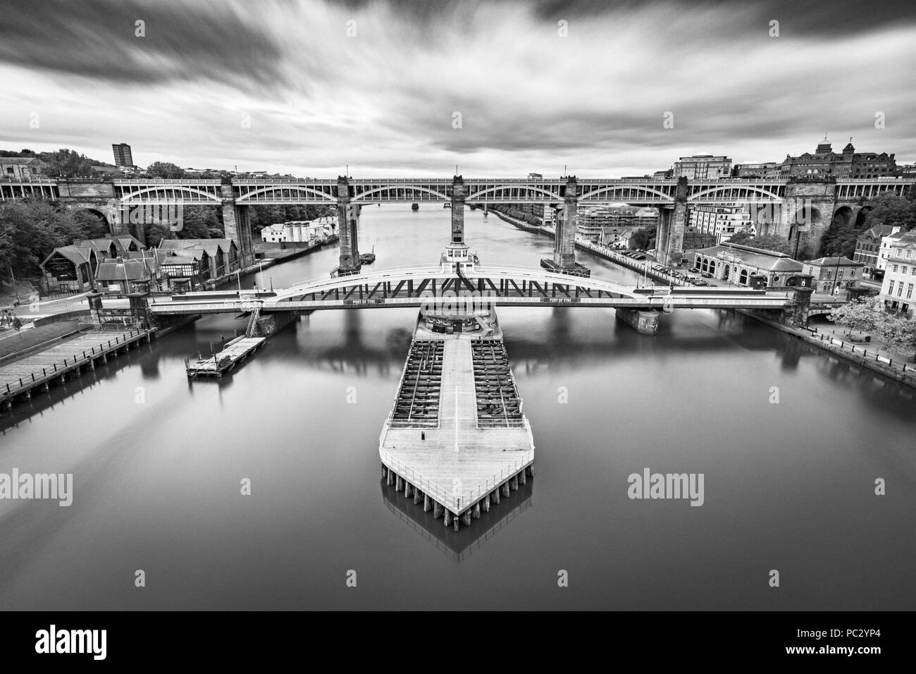 View of the Swing Bridge over the River Tyne, England, connecting ...