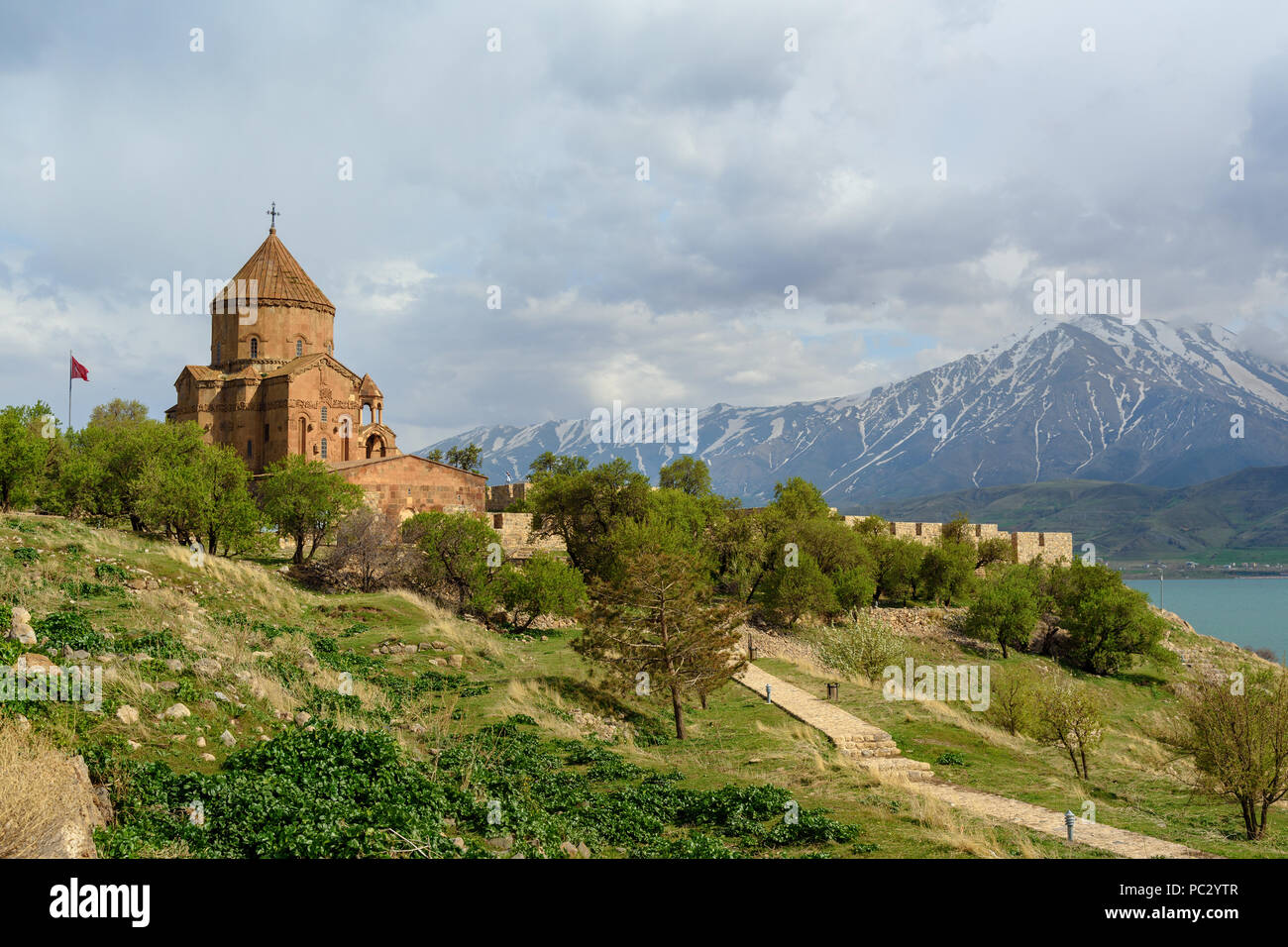 Armenian Cathedral Church of Holy Cross on Akdamar Island. Van Lake ...