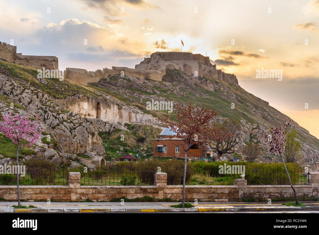 Van castle on sunset. Fortress built during the 9th to 7th centuries BC ...