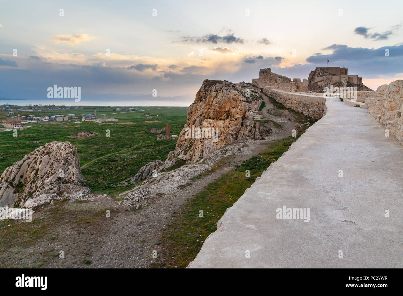 Van castle on sunset. Fortress built during the 9th to 7th centuries BC ...