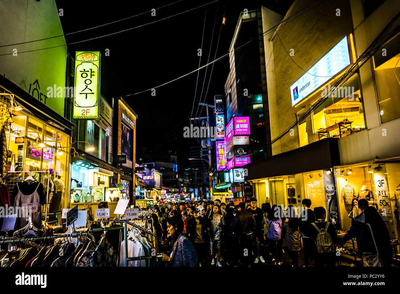 Hongdae street korea night life hi-res stock photography and images - Alamy