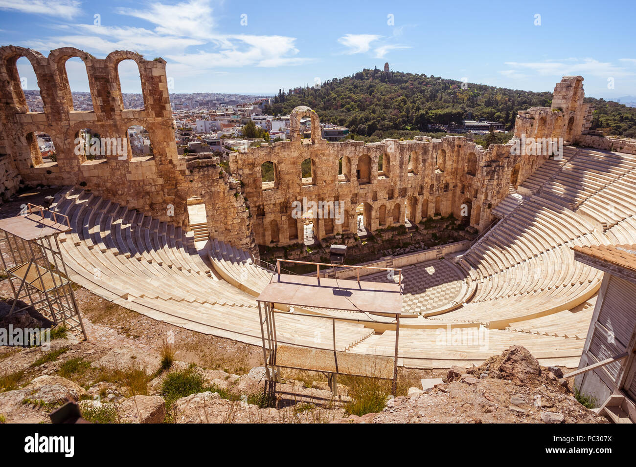 Ancient herodes atticus theater amphitheater of Acropolis of Athens ...