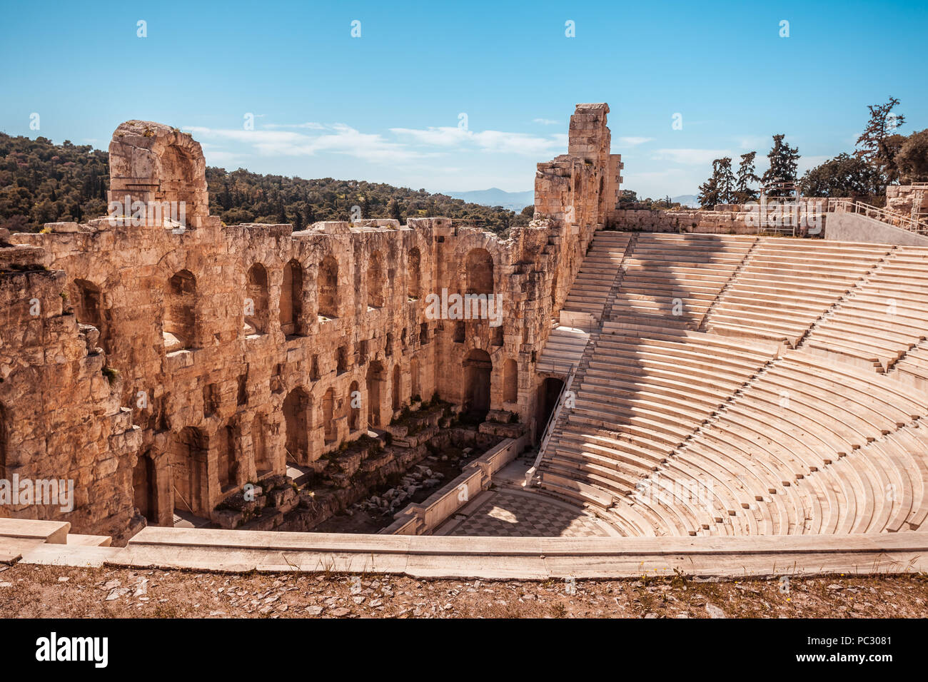 Ancient herodes atticus theater amphitheater of Acropolis of Athens ...