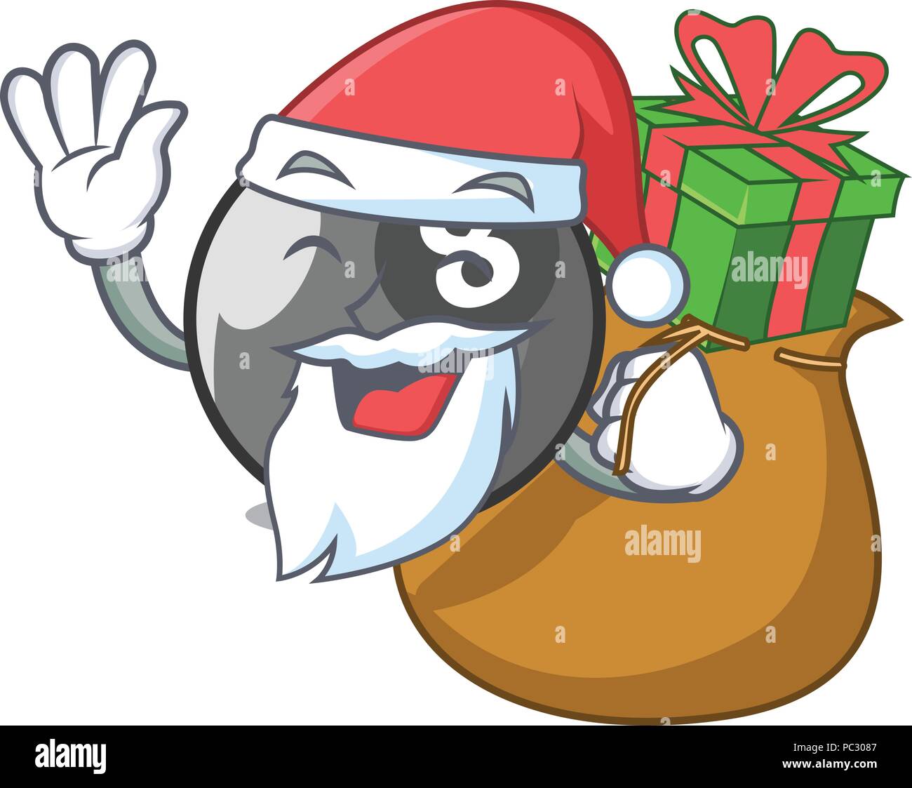 Santa with gift billiard ball mascot cartoon Stock Vector Image & Art ...