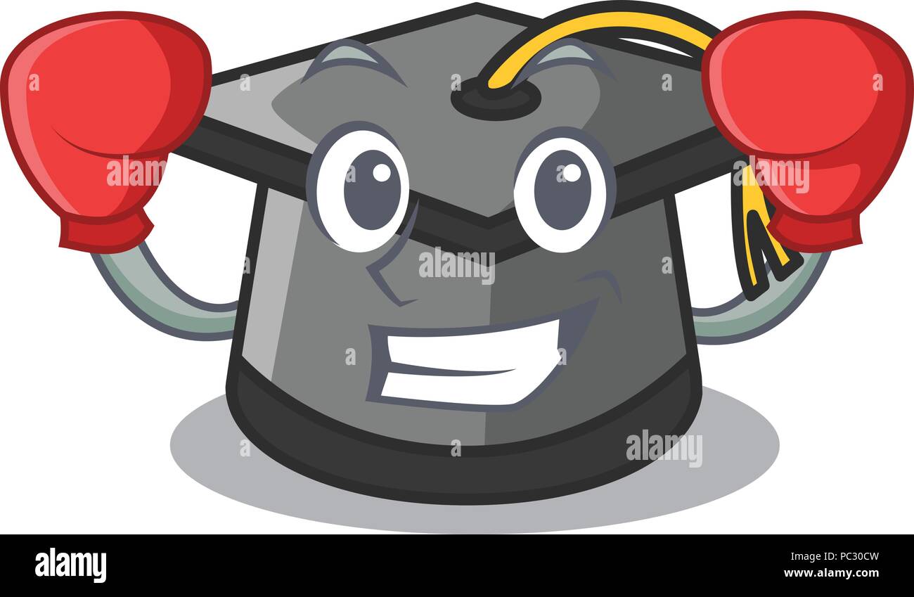 Boxing graduation hat character cartoon Stock Vector Image & Art - Alamy