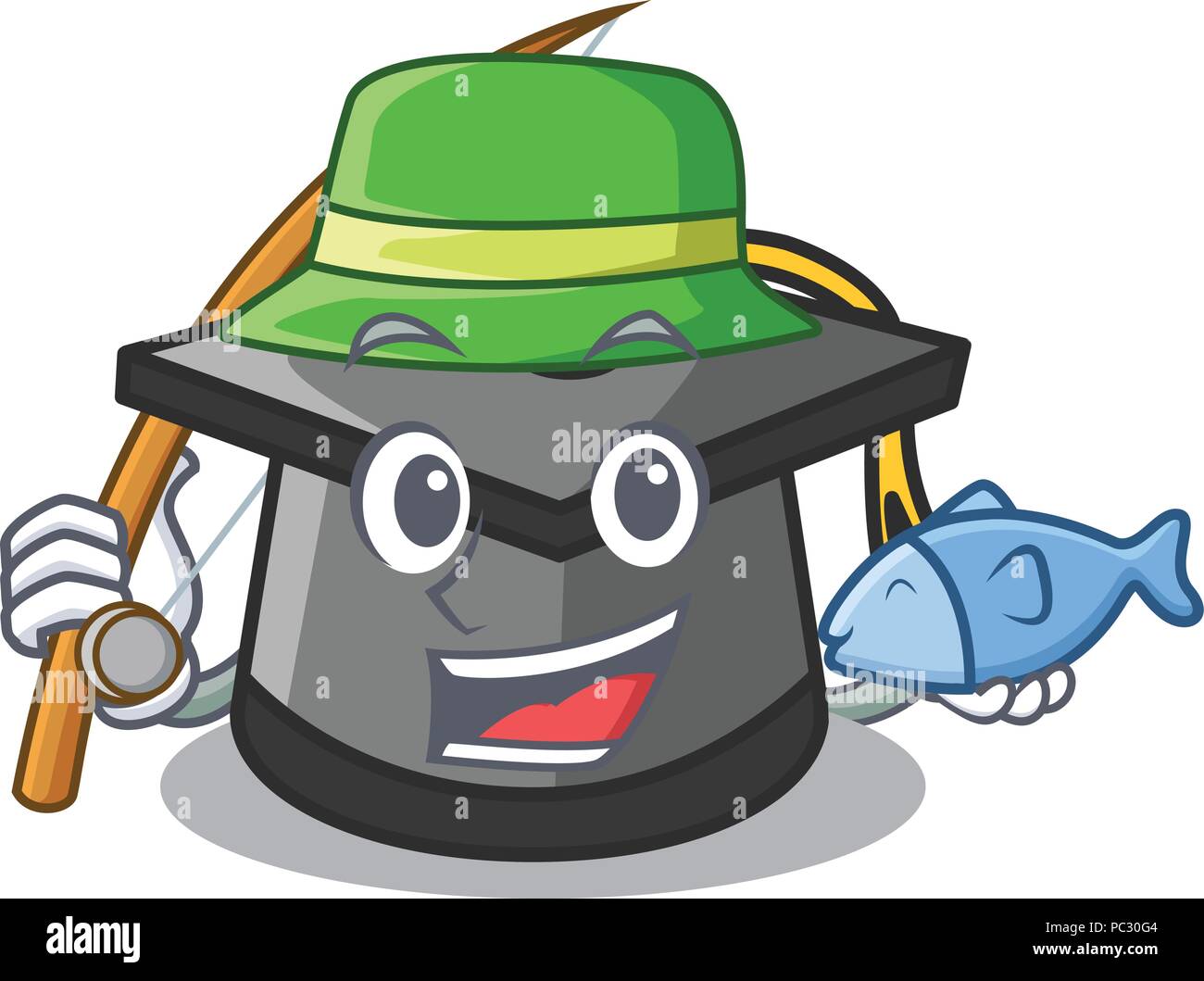 Fishing graduation hat mascot cartoon Stock Vector Image & Art - Alamy
