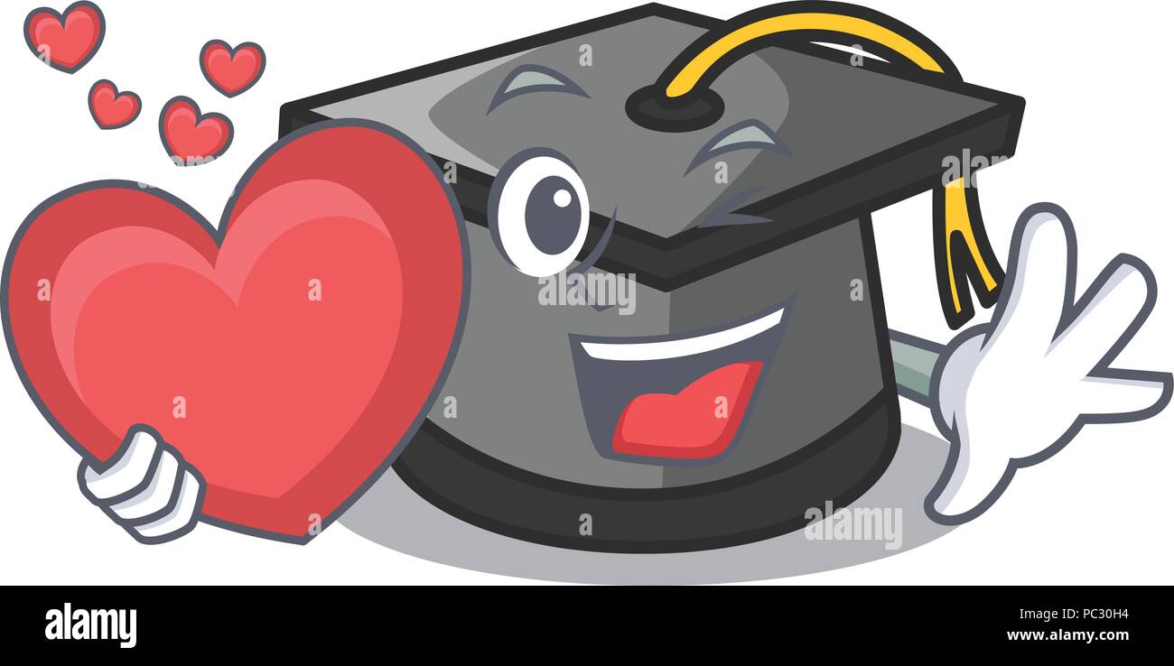 With heart graduation hat mascot cartoon Stock Vector Image & Art - Alamy