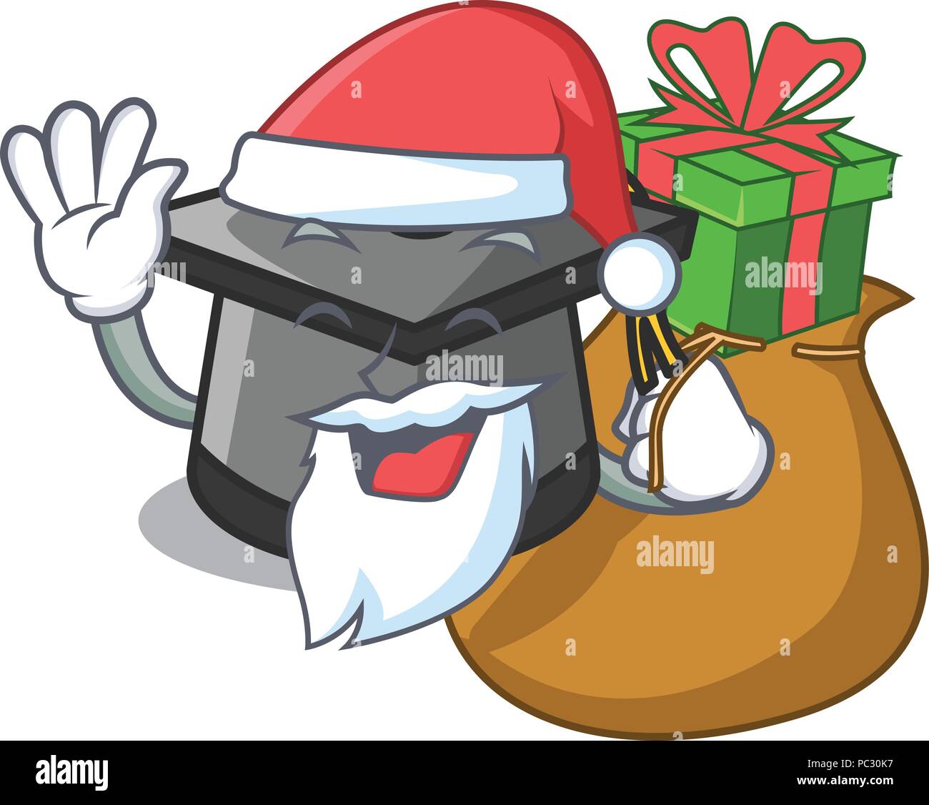 Santa with gift graduation hat mascot cartoon Stock Vector Image & Art ...