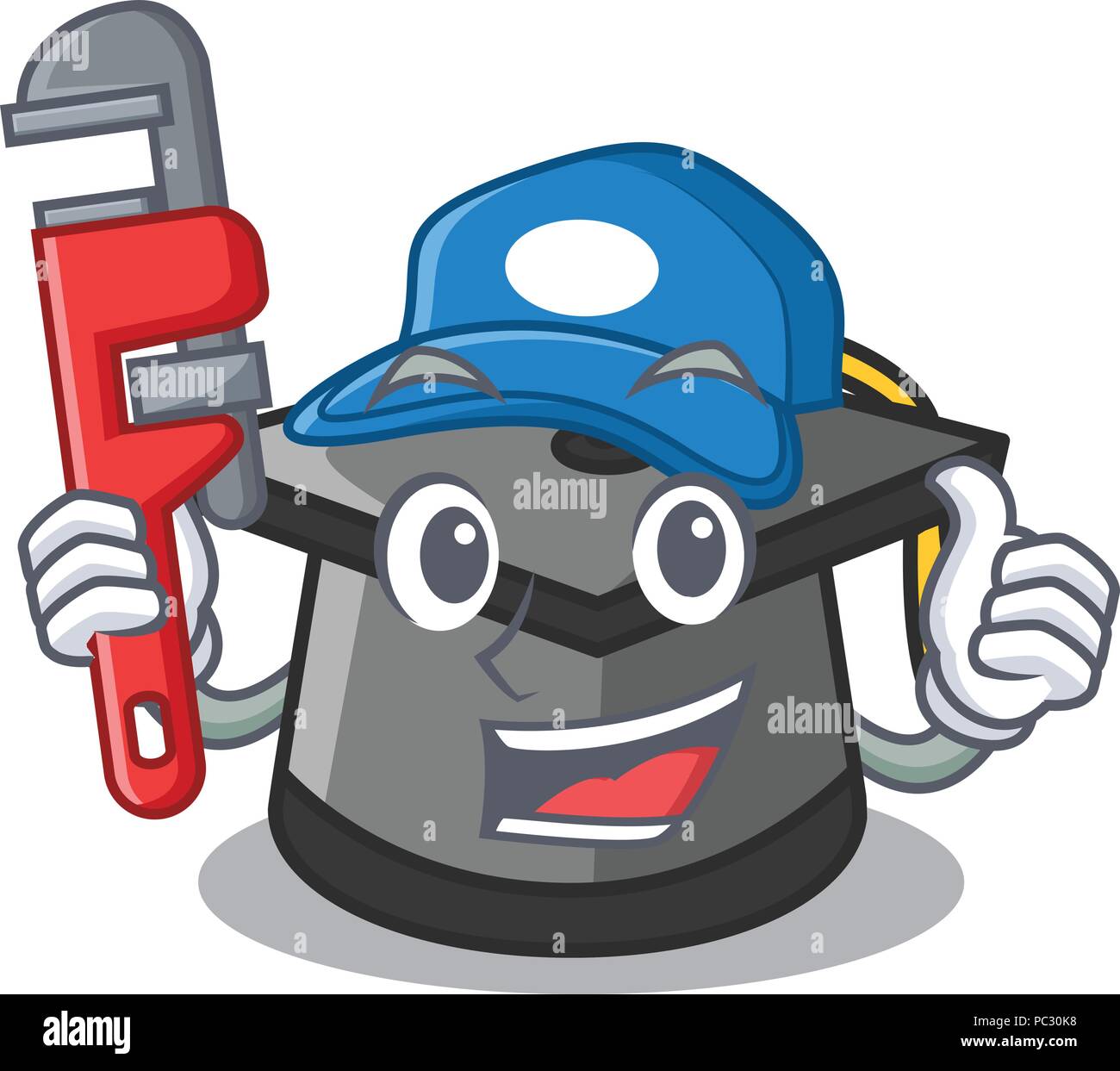 Plumber graduation hat mascot cartoon Stock Vector Image & Art - Alamy