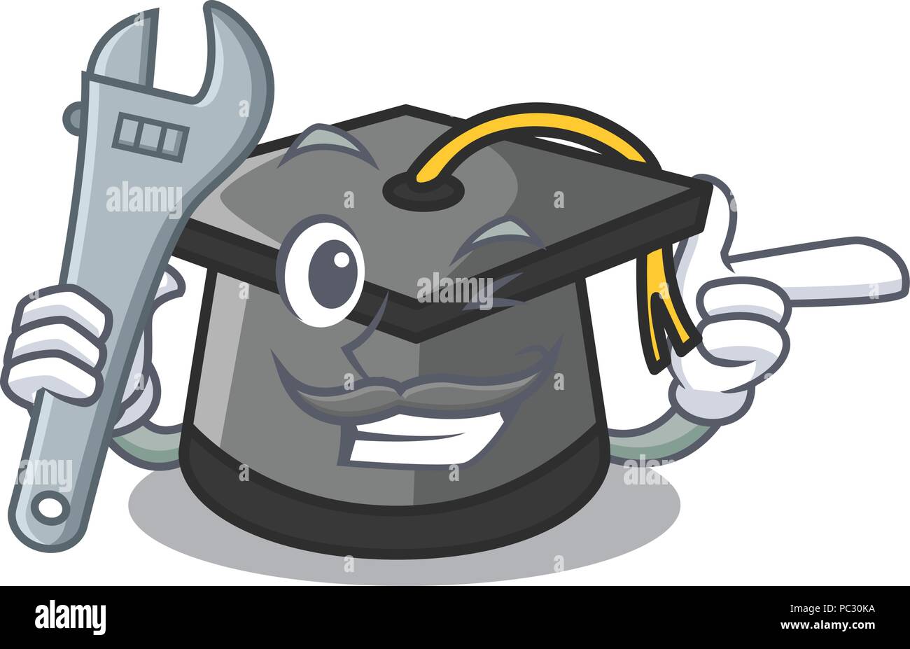 Mechanic graduation hat mascot cartoon Stock Vector Image & Art - Alamy