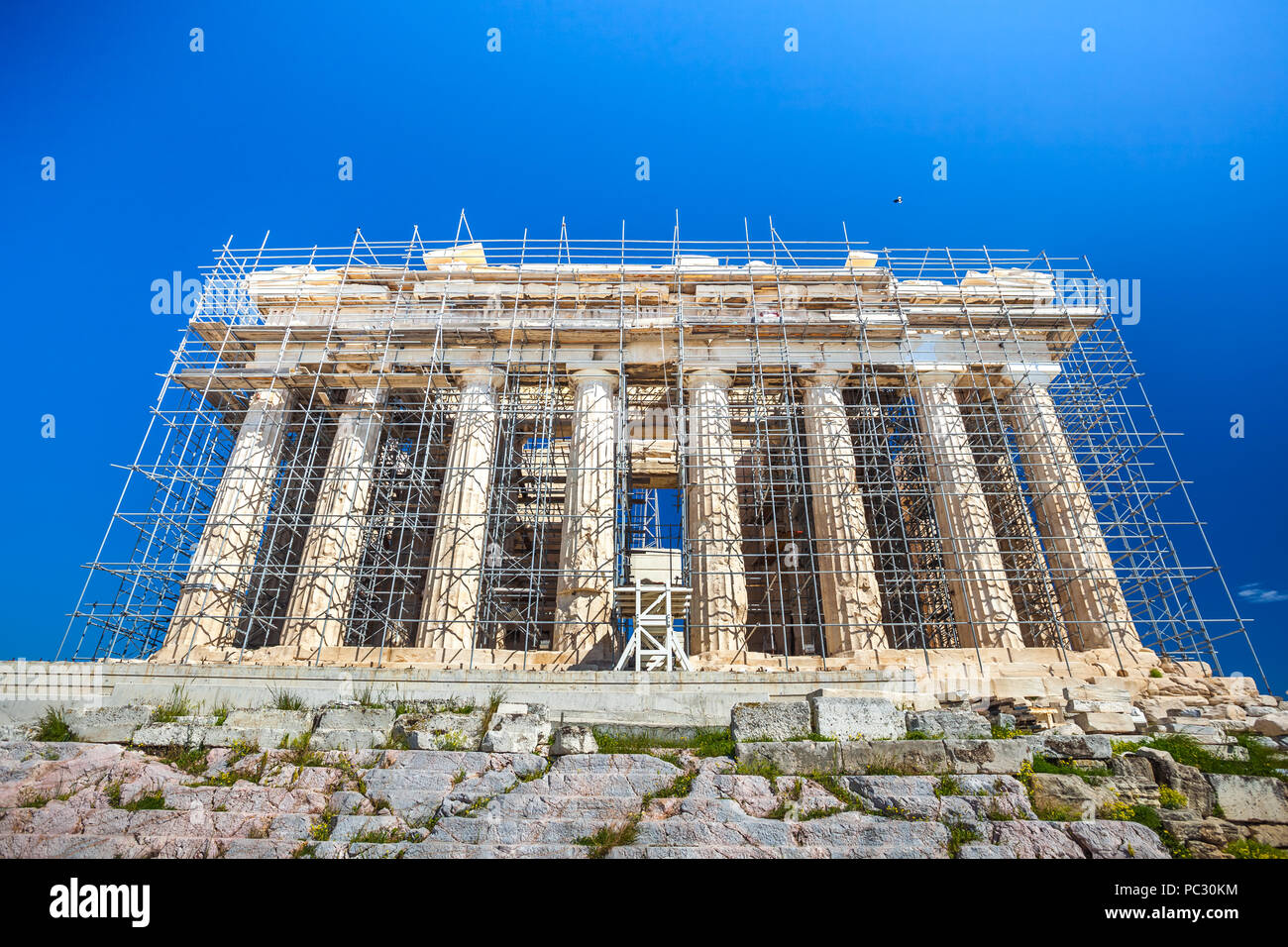 Restoration work in progress at world heritage ancient Parthenon with ...