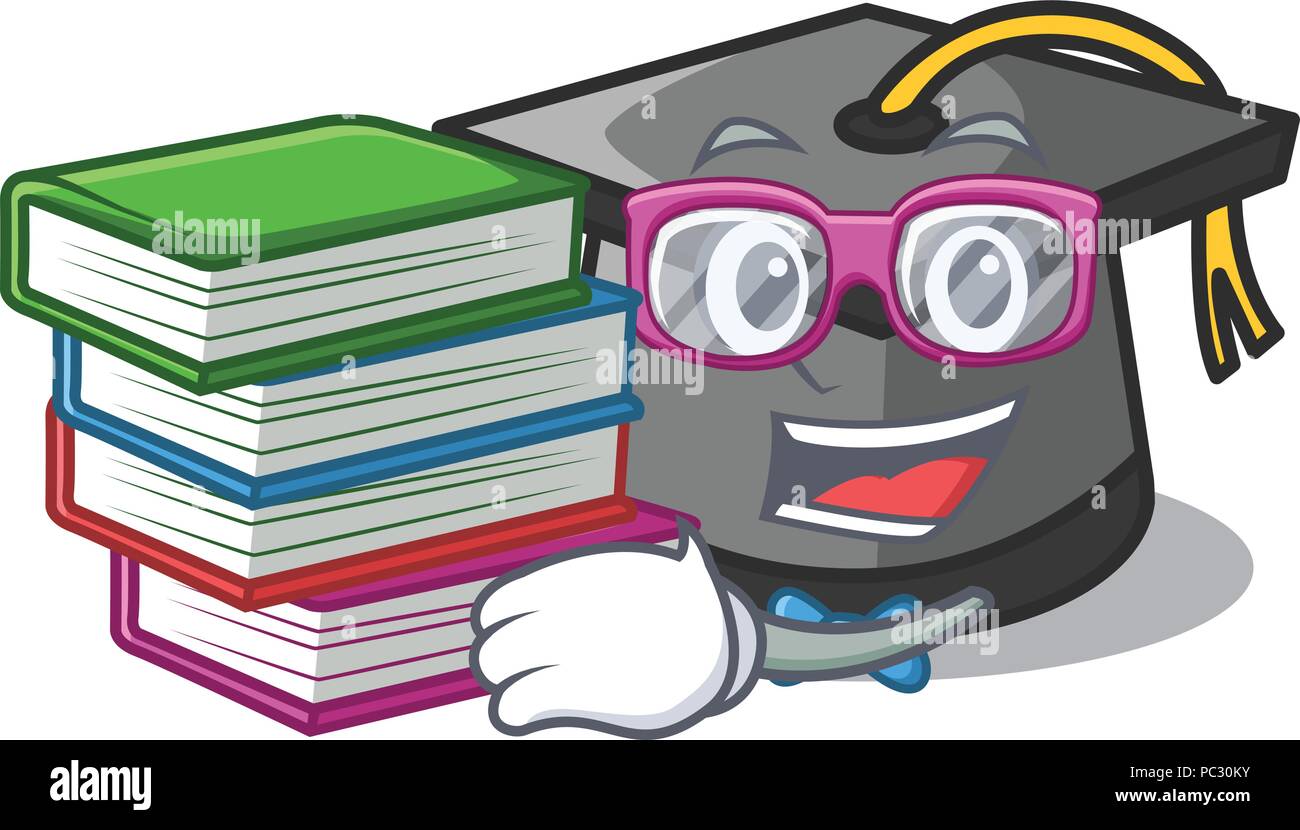Student with book graduation hat mascot cartoon Stock Vector Image ...