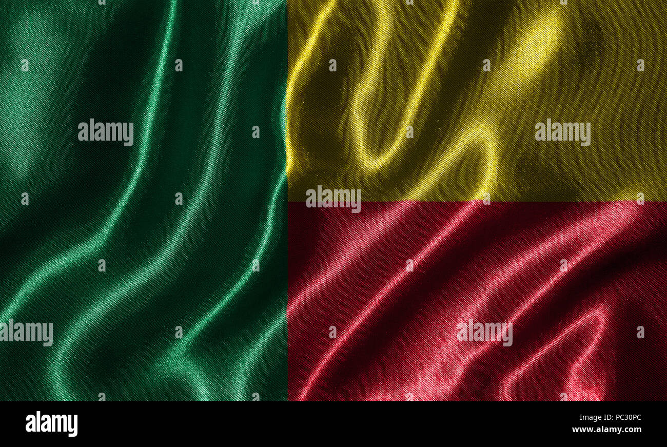 Benin flag - Fabric flag of Benin country, Background and wallpaper of ...