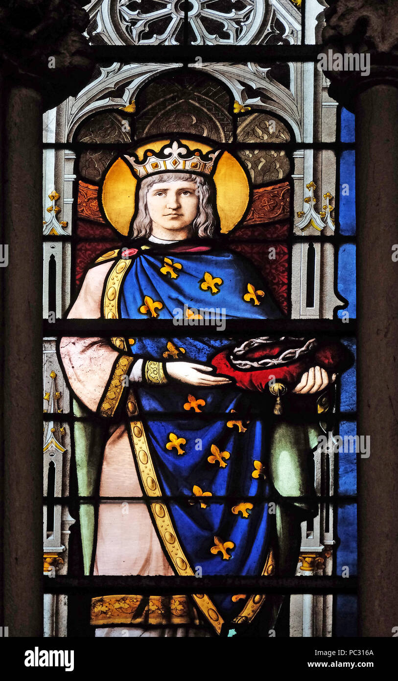 Saint Louis with the Crown of Thorns, stained glass window in Saint ...