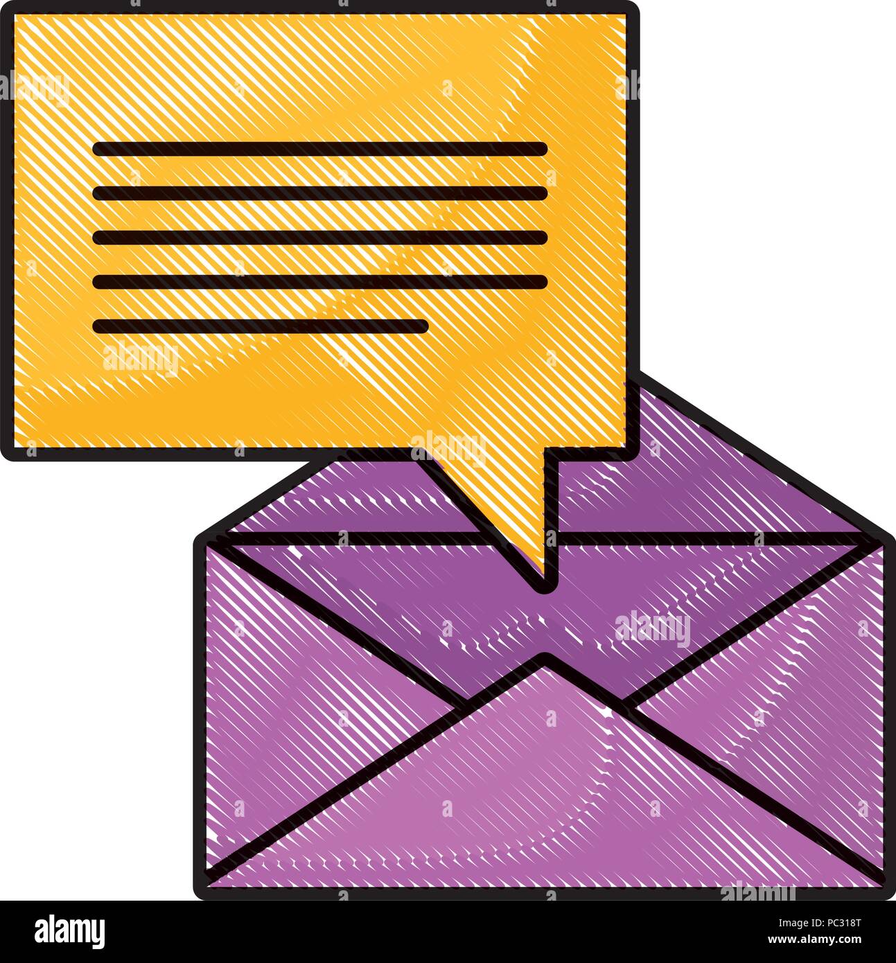 envelope and speech bubble over white background, vector illustration ...