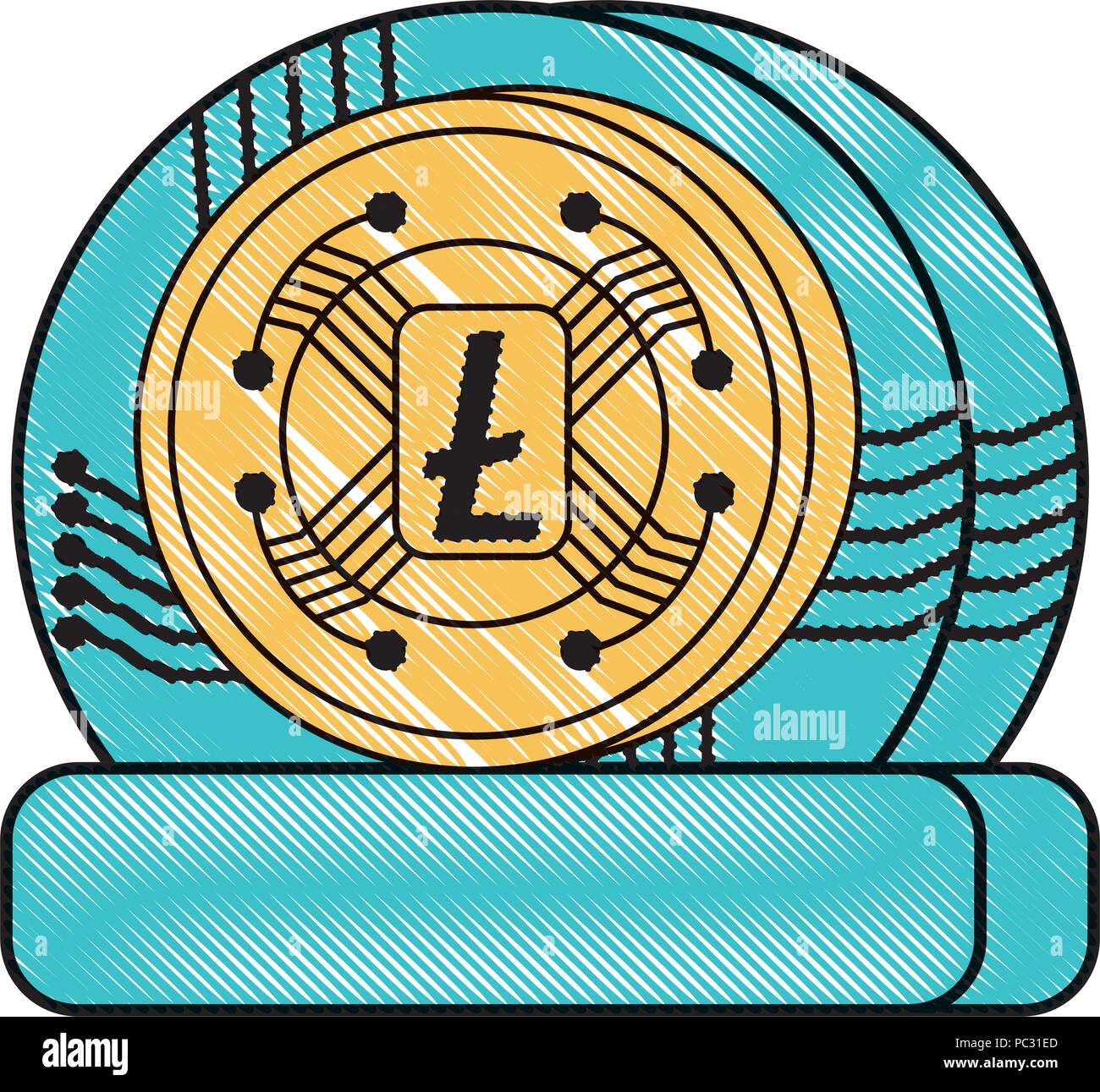 litecoin emblem icon over white background, vector illustration Stock ...