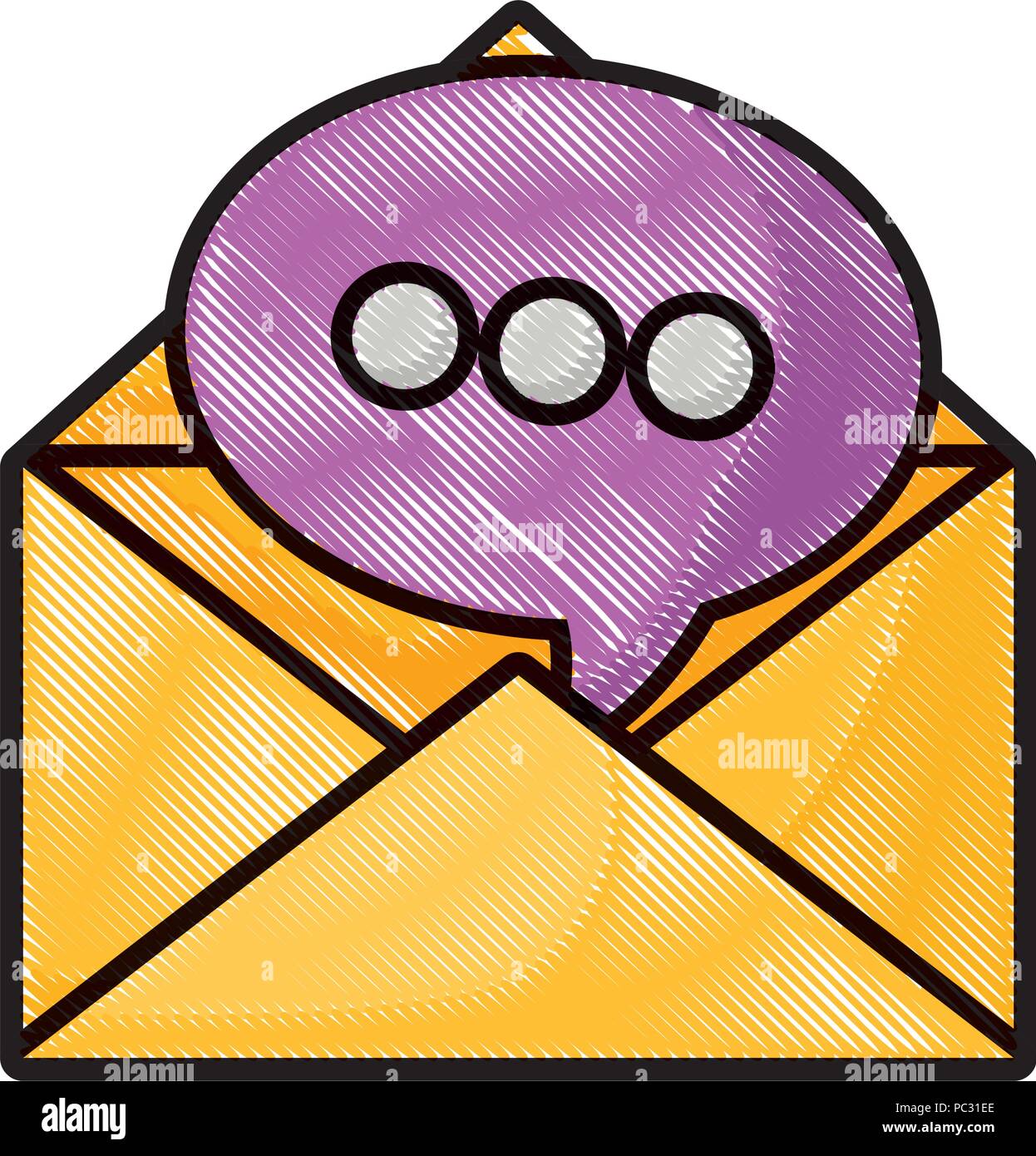 envelope and speech bubble over white background, vector illustration ...