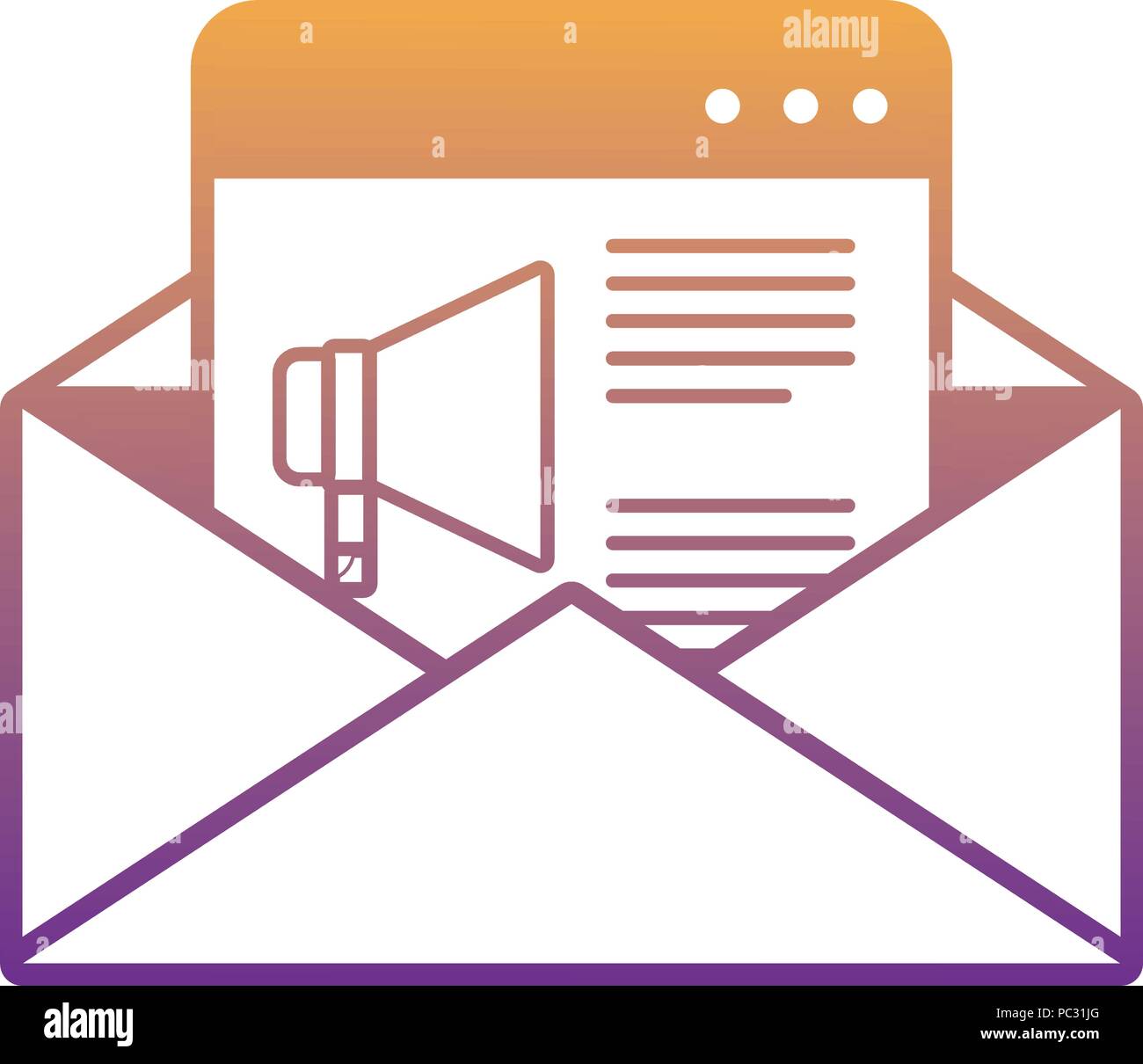 envelope and web page interface over white background, vector ...