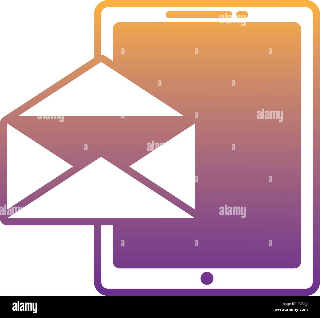 tablet and envelope icon over white background, vector illustration ...